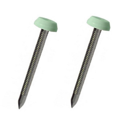 50 x Chartwell Green UPVC 40mm Poly Top Pins Plastic Headed Fascia ...