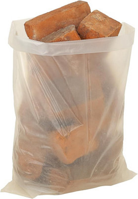 50 x Clear Rubble Sacks Heavy Duty 80L Extra Strong 100 Micron Builders ...