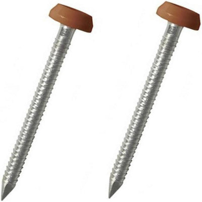 50 x Dark Cherry Oak UPVC 40mm Poly Top Pins Plastic Headed Fascia ...
