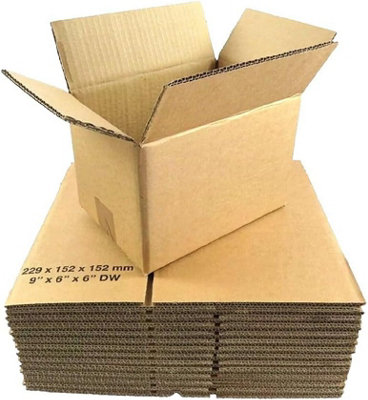50 X Double Wall Cardboard Boxes 9x6x6 Inches 229x152x152mm Heavy Duty ...