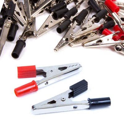 50 x Insulated Crocodile Clips Electrical Battery Connectors 5 Amp ...