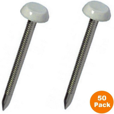 50 x Light Grey UPVC 40mm Poly Top Pins Plastic Headed Fascia Fixings