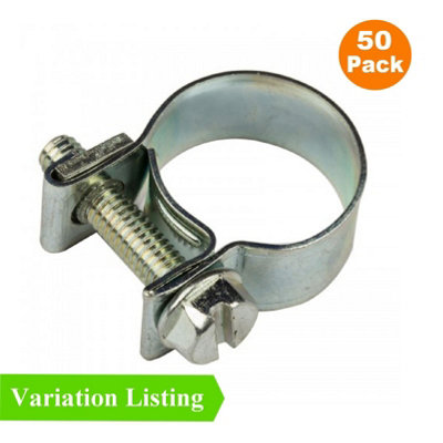 50 x Mini Fuel Line Jubilee Hose Clips Clamps Diesel Petrol Pipe ...