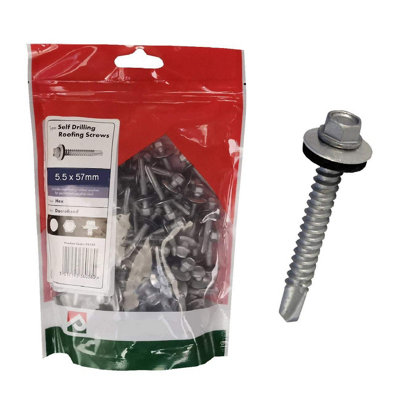 50 x Roofing Screws for Metal Sheets & Cladding Self Drill 55 x 57mm ...