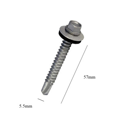 50 x Roofing Screws for Metal Sheets & Cladding Self Drill 55 x 57mm ...