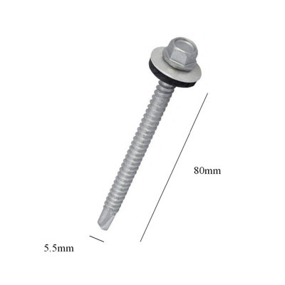 50 x Roofing Screws for Metal Sheets & Cladding Self Drill 55 x 80mm ...