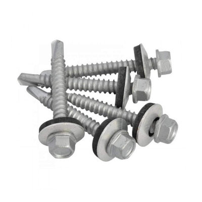 50 x Roofing Screws for Metal Sheets & Cladding Self Drill 55 x 80mm ...