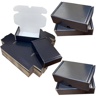 50 x Shiny Black ( 12" x 9" x 4") Coloured Cardboard Postal Shipping ...