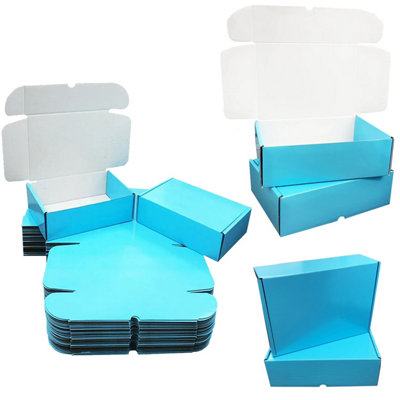 50 x Shiny Light Blue (7" x 5.5" x 2") Coloured Cardboard Postal ...
