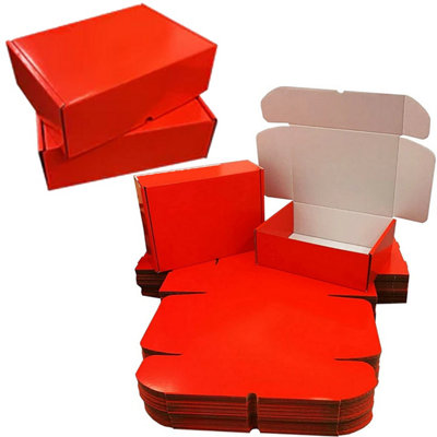 50 X SHINY RED (6" X 4" X 1.5") COLOURED CARDBOARD POSTAL SHIPPING ...