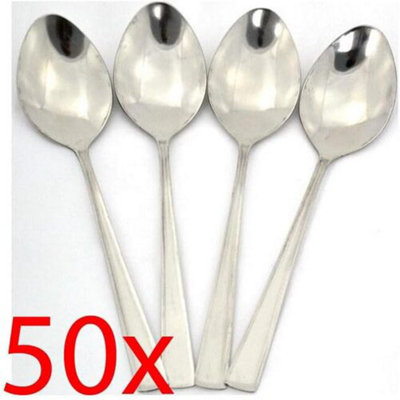 50 X Stainless Steel Teaspoons - Tea Coffee Drink Mixing Spoon | DIY at B&Q