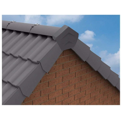 50 x Universal Black Dry Verge Units, Angeled Ridge Cap & 2 x Starter ...