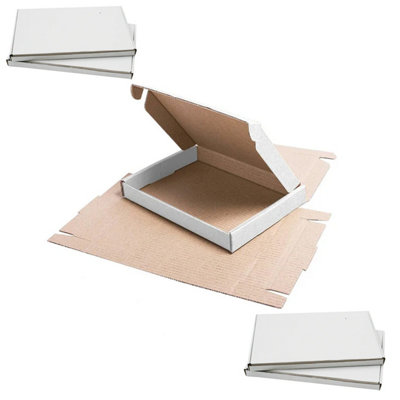 50 X WHITE SMALL SINGLE WALL DIE CUT PACKING SHIPPING BOXES C6