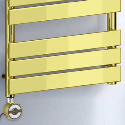 500 mm x 1400 mm Flat Electric Panel Shiny Gold Heated Bathroom Towel ...
