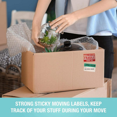 500 Moving Box Labels - Color-Coded Labels for Boxes - Fragile, Kitchen ...