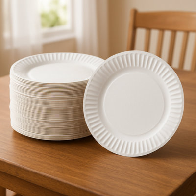 500 pack 9 inch disposable white paper plates ideal for snacks desserts ...