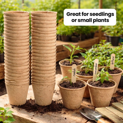 500 Seedling Pots 8cm Biodegradable Round Seedling Pots for Herbs ...