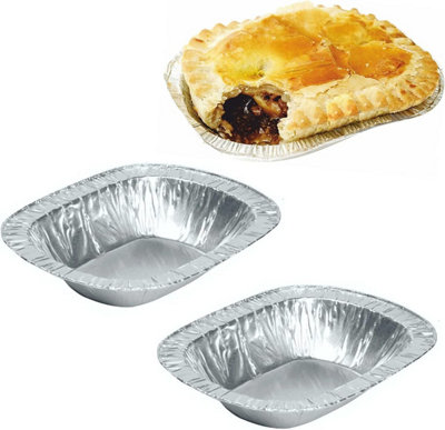 500 Small Oblong Foil Pie Dishes Aluminium Baking Trays for Steak and ...