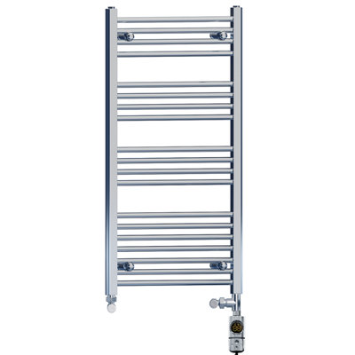 500 x 1000 mm Chrome Electric Dual Fuel Bathroom Towel Rail Radiator ...