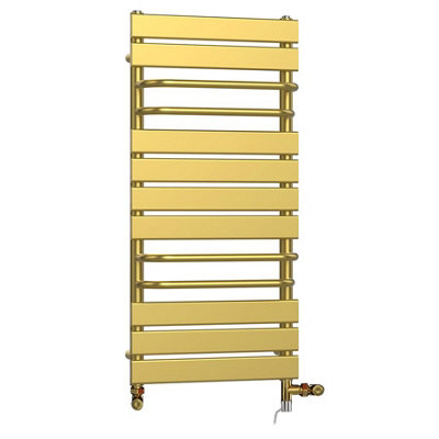 500 x 1000mm Shiny Gold Heated Dual Fuel Towel Rail Radiator Designer ...