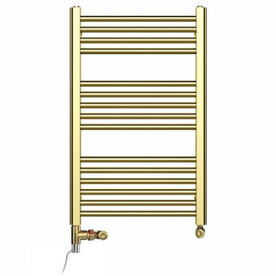 500 x 800 mm Shiny Gold Dual Fuel Electric Radiator Bathroom Towel Rail ...