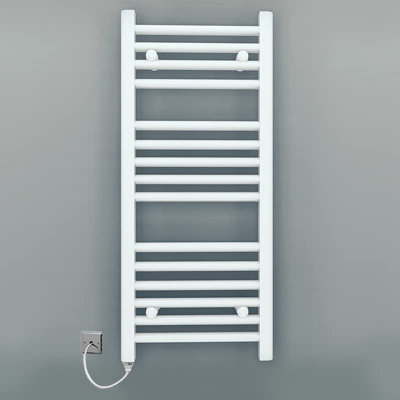 500 x 800 mm Straight White Electric Pre-Filled Towel Rail Radiator For ...