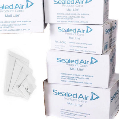 500 x B/00 (120 x 210mm) Mail Lite White Padded Bubble Lined Postage ...