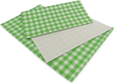 500 x Green Gingham Greaseproof Duplex Paper Sheets, 250 x 375mm (10x15 ...