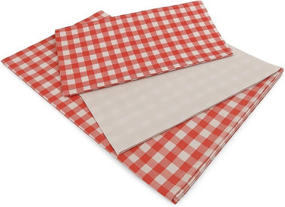500 X RED GINGHAM GREASEPROOF DUPLEX PAPER SHEETS, 250 X 375MM (10X15 ...