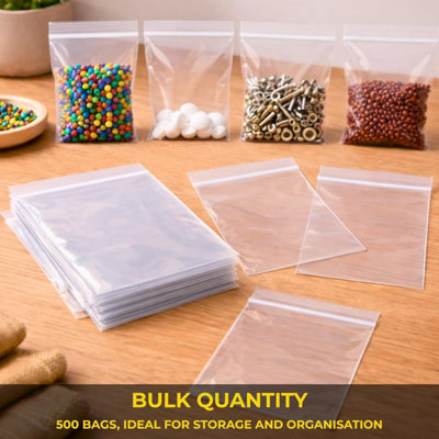 500 Zip Seal Bags Clear Plastic Zip Lock Food & Freezer Grip Self Seal ...