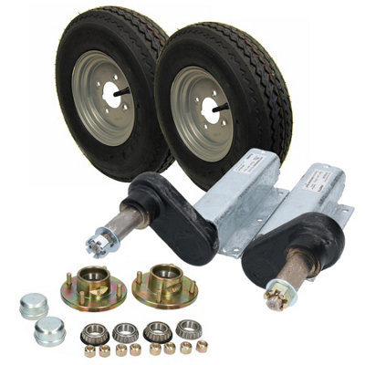 500kg Trailer Suspension Units Hub Bearing 4"PCD 4 Stud Wheel Tyre ...