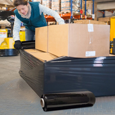 500m X 250m Strong Black Stretch Film Roll Packaging Parcel Pallet ...