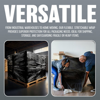 500m X 250m Strong Black Stretch Film Roll Packaging Parcel Pallet ...