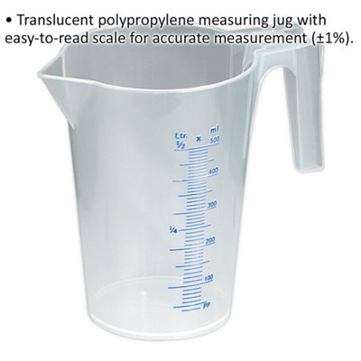 500ml Clear Measuring Jug with Easy Read Scale and Spout for Precise ...