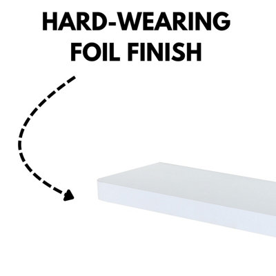 500mm Arran Floating Shelf Kit With Rounded Corners, Matt White