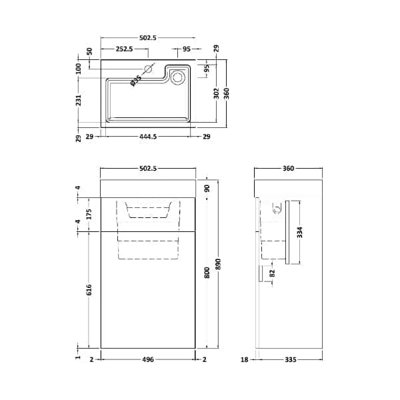 500mm Basin & WC Unit, Floorstanding WC Unit With Basin