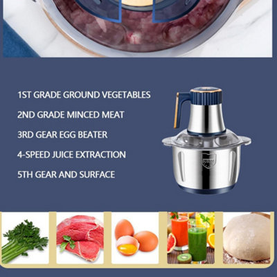 500W Electric Meat Grinder & Food Chopper with 5L Stainless Steel Bowl