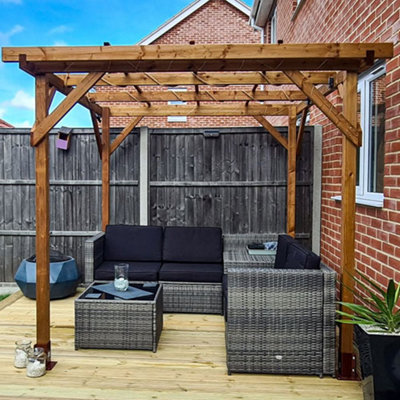 Dunster House Wooden Pergola Garden Plants Frame Utopia 2m x 2m (6' 6 ...
