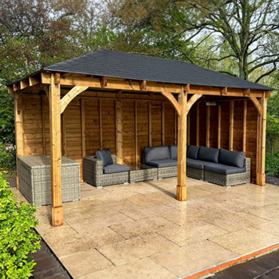 Dunster House - Wooden Garden Gazebo 5m x 3m Heavy Duty With Roof ...