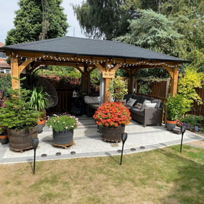 Dunster House - Wooden Garden Gazebo 5m x 3m Heavy Duty With Roof ...