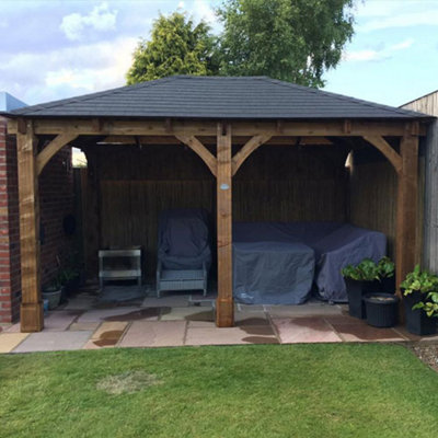 Dunster House - Wooden Garden Gazebo 5m x 3m Heavy Duty With Roof ...