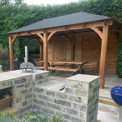 Dunster House - Wooden Garden Gazebo 5m x 3m Heavy Duty With Roof ...