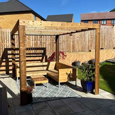 Dunster House Wooden Pergola Kit 3m x 2.5m Garden Plant Frame Patio ...