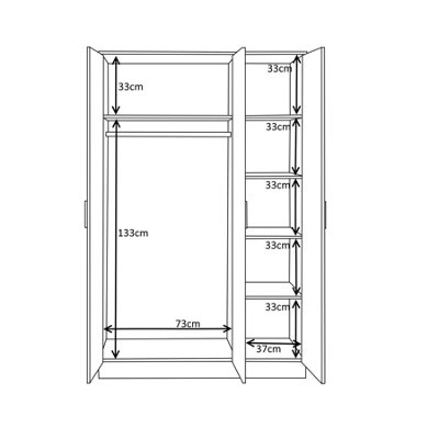 Reflect 3 Door Mirror Wardrobe-White Gloss & Matt White-Hanging Rail ...