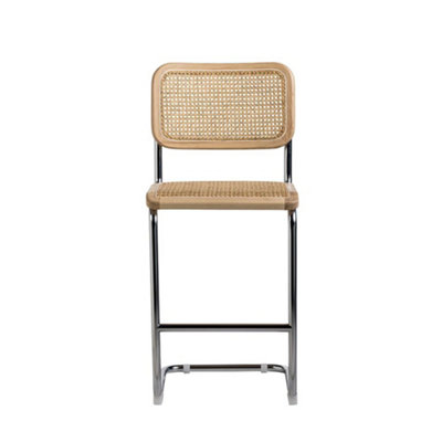 Cesca Bar Stool Natural Cane Rattan Seat Chrome Cantilever Tubular ...