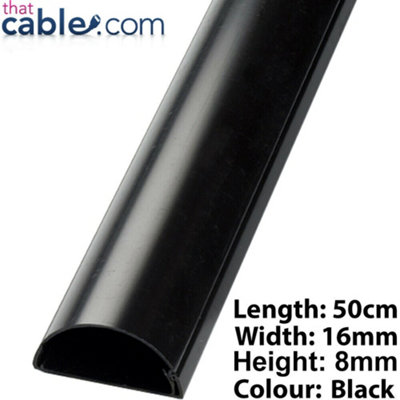 50cm 16mm x 8mm Black Speaker Cable Trunking Conduit Cover AV TV ...