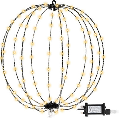 50cm 3D Foldable Christmas Lighted Spheres - Large Fold-Flat Metal Frame LED Ball Lights ...