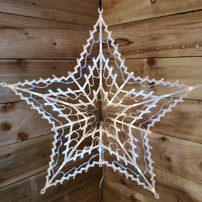 50cm Animated Light Up Window Christmas Star With 100 White & Warm ...