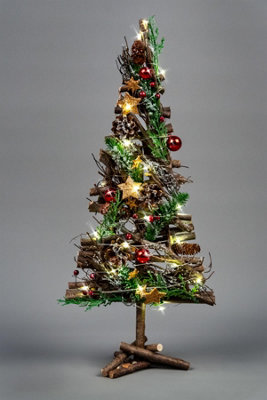 50cm B/O LED Twig Wood Tree Red/Brown