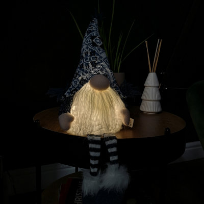 50cm Battery Operated Light Up Sitting Christmas Gonk with Dangly Legs ...
